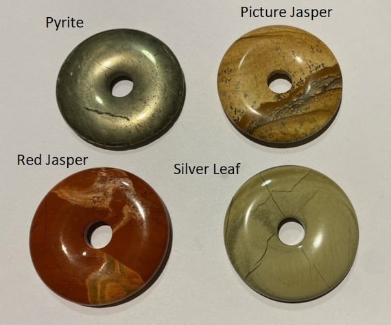 Natural Gemstone Pi Stone Donut Disc. | Etsy