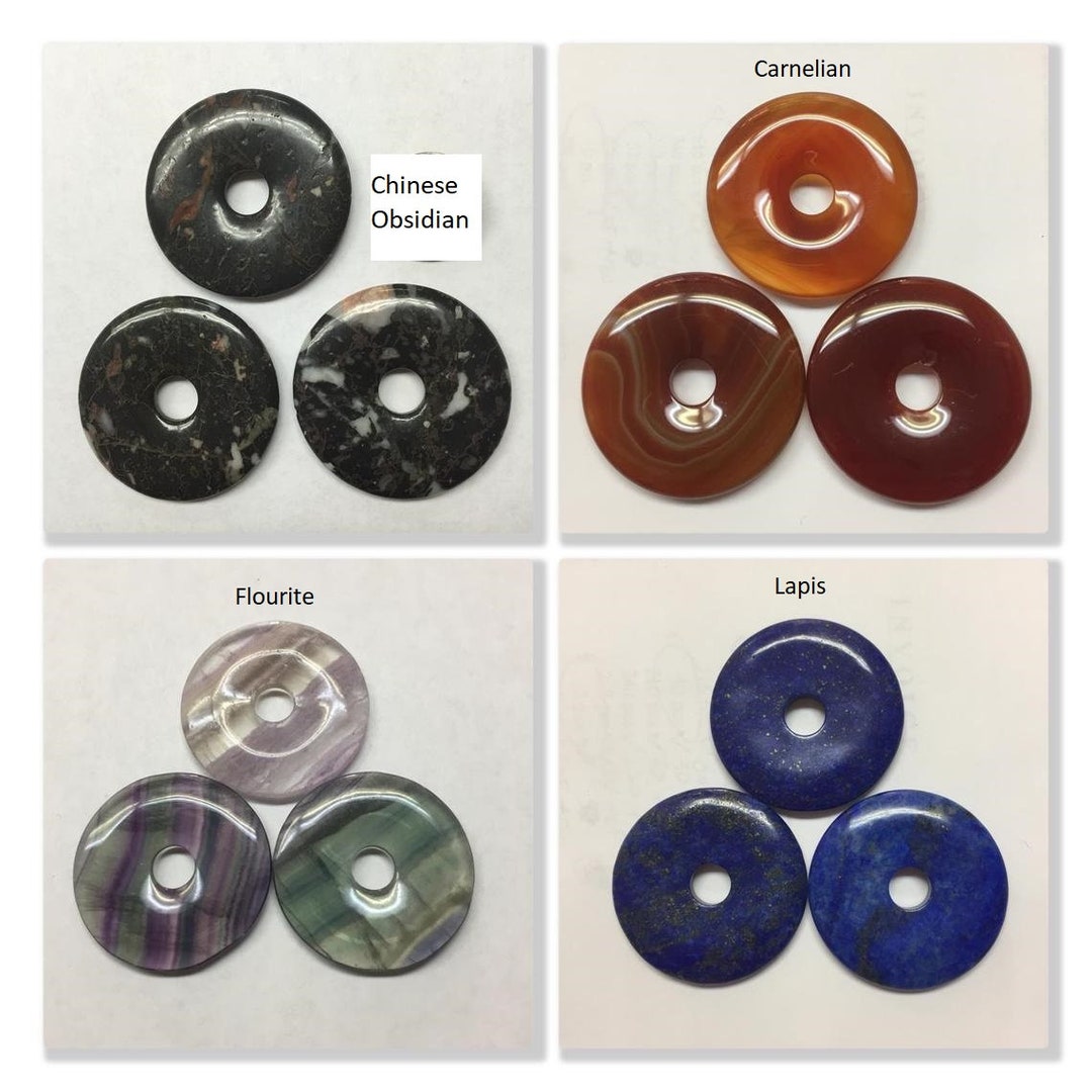 Natural Gemstone Pi Stone, Disc, Donut - Etsy