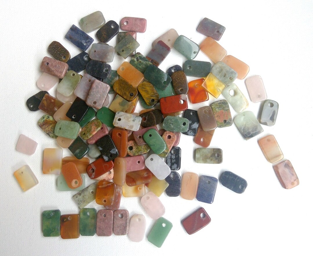 Mixed 10 Pcs Natural Gemstone Rectangle Pendants 20–23mm X 12–15mm ...