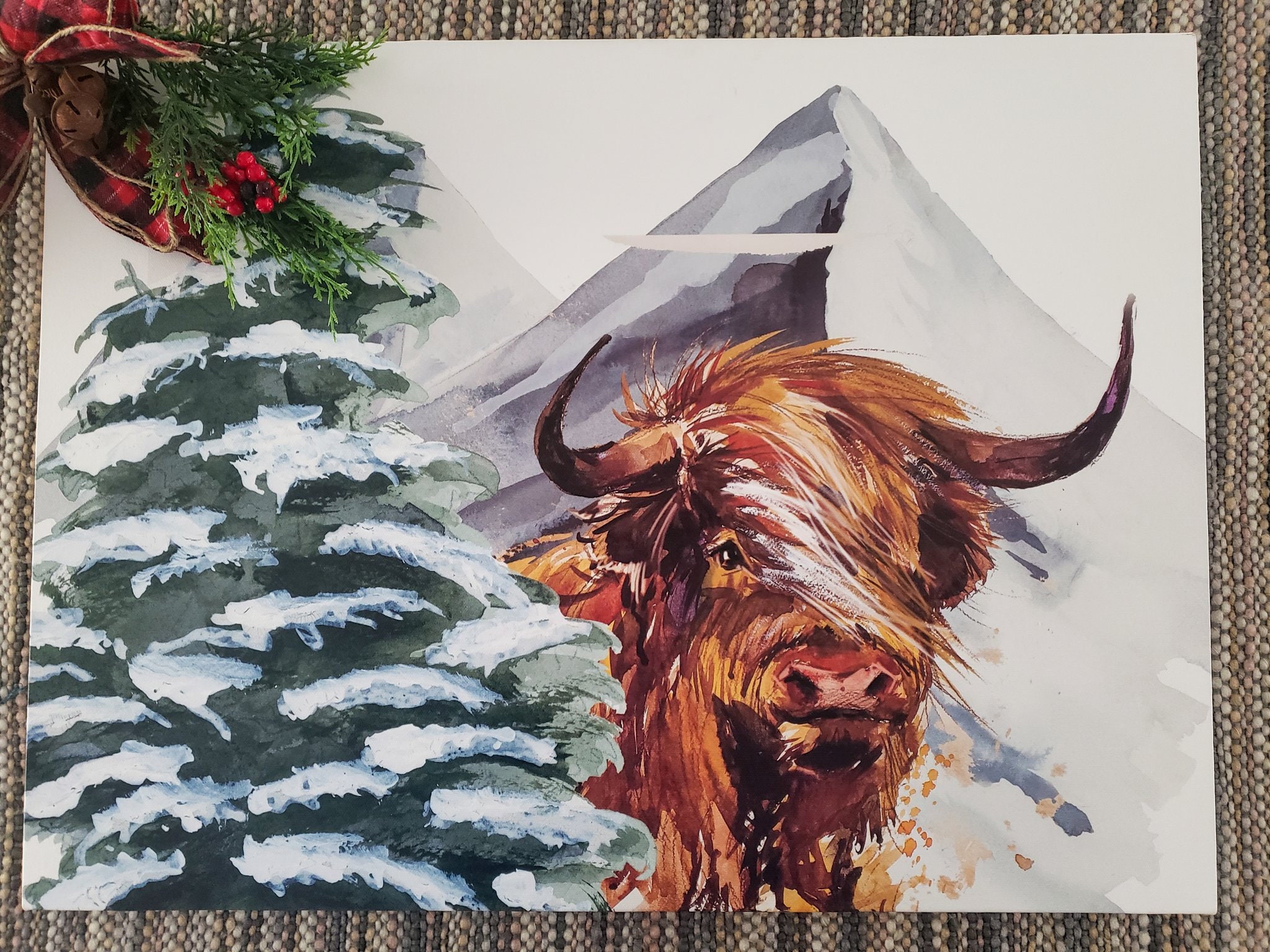 Christmas Cow Highland Canvas Print - Etsy