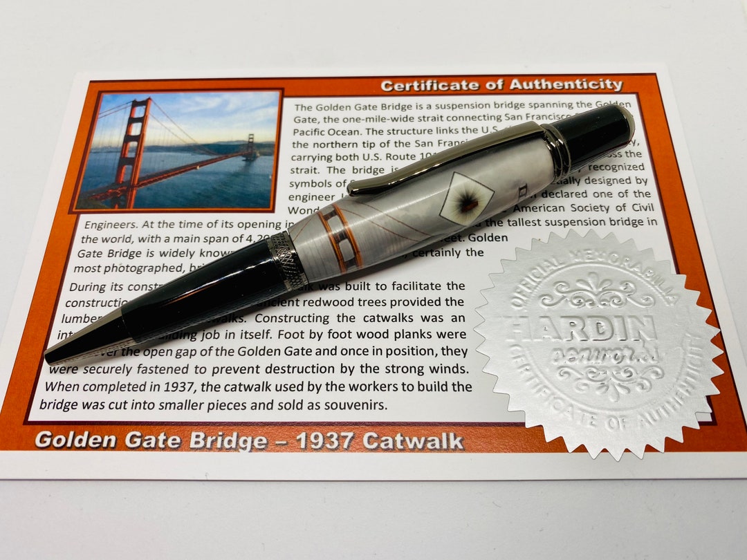Authentic Golden Gate Bridge Twist Pen With Black/gunmeal Accents - Etsy