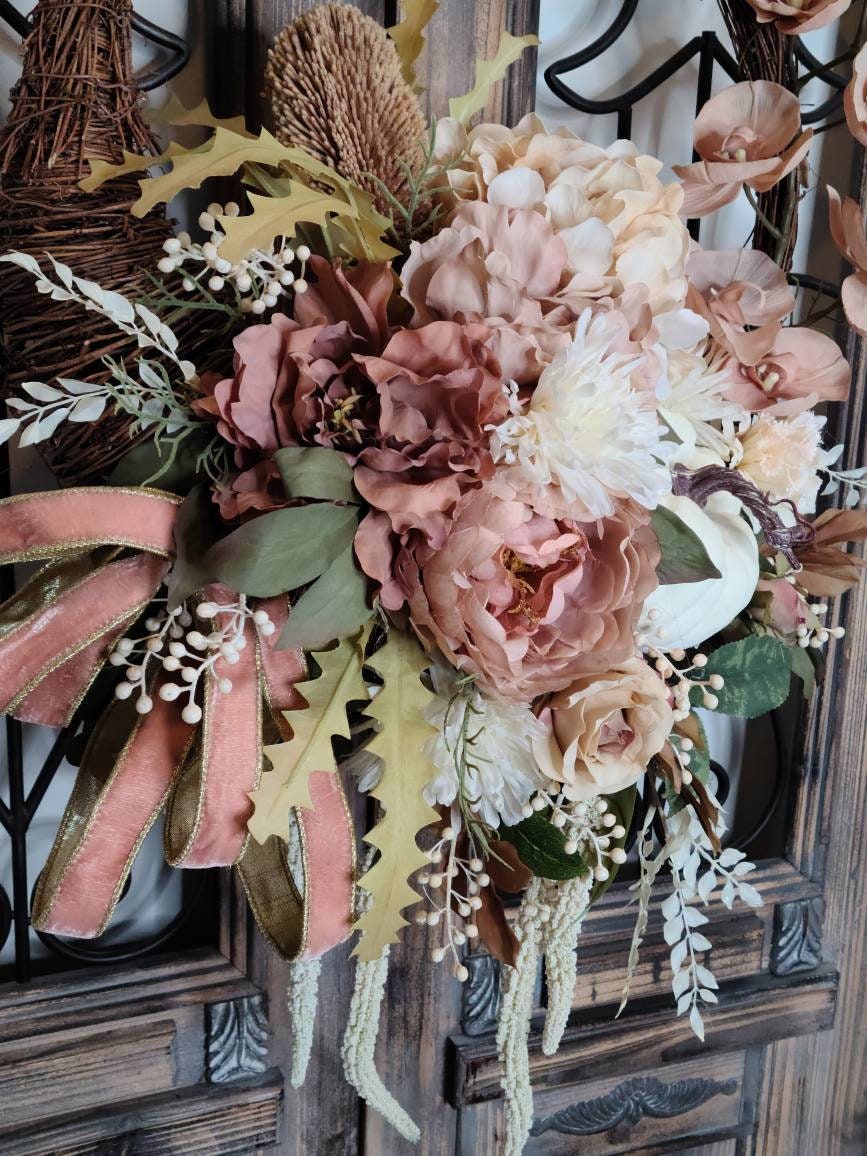 Fall Wreath Autumn Wreath Cornucopia Wreath Fall Decor Fall - Etsy