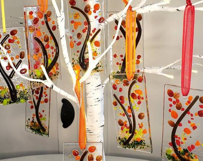 Glass Art, Fall Decor, Hostess Gift, Fall Tree, Fused Glass, Ornament ...