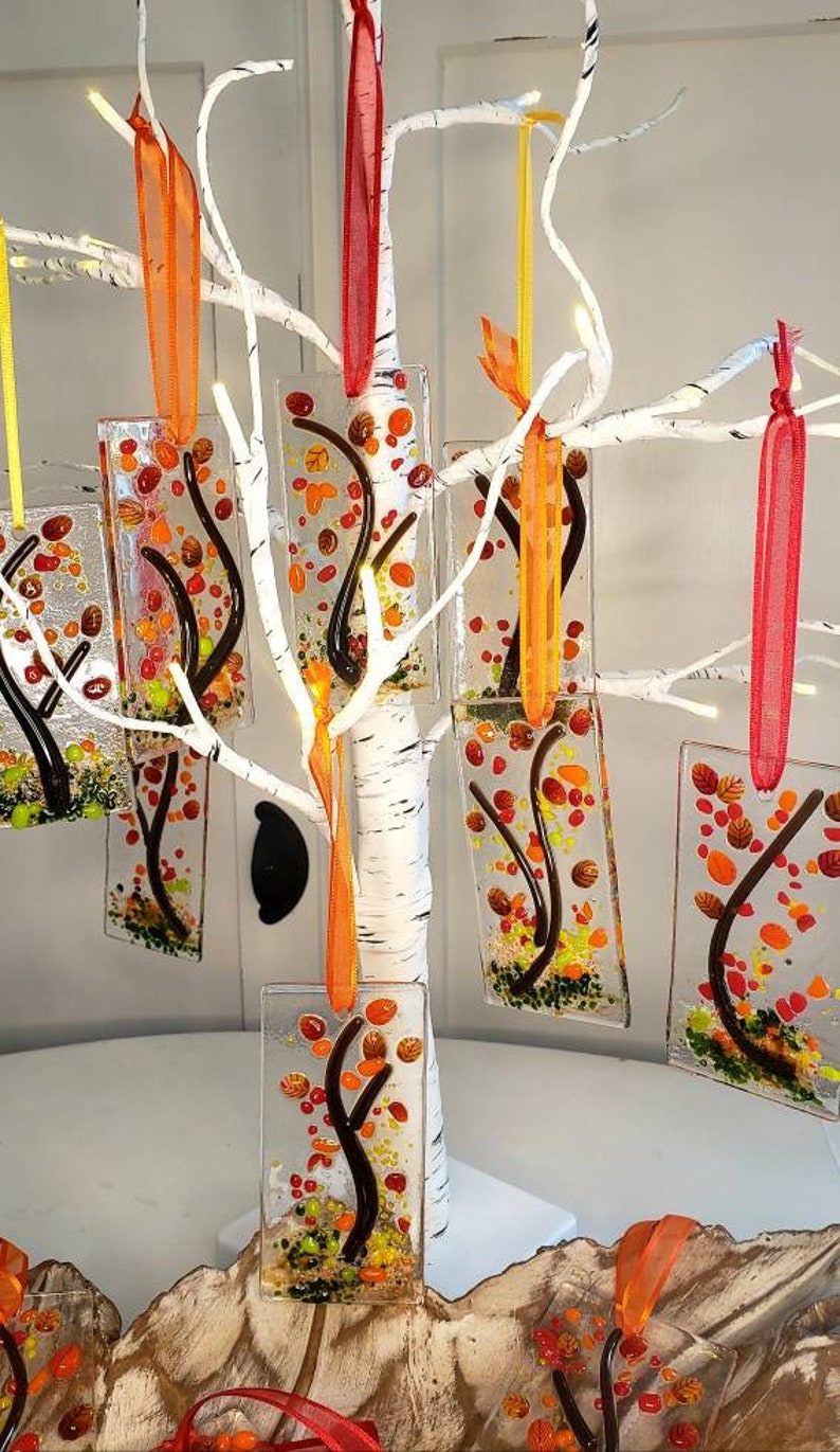 Glass Art Fall Decor Hostess Gift Fall Tree Fused Glass - Etsy