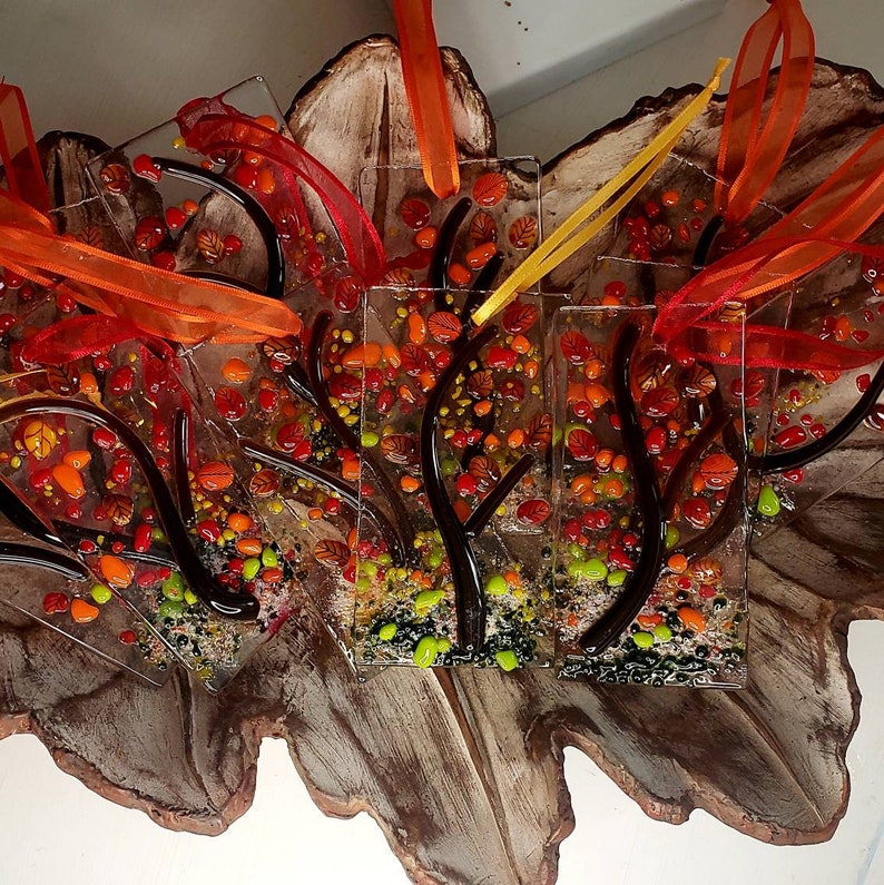 Glass Art Fall Decor Hostess Gift Fall Tree Fused Glass - Etsy