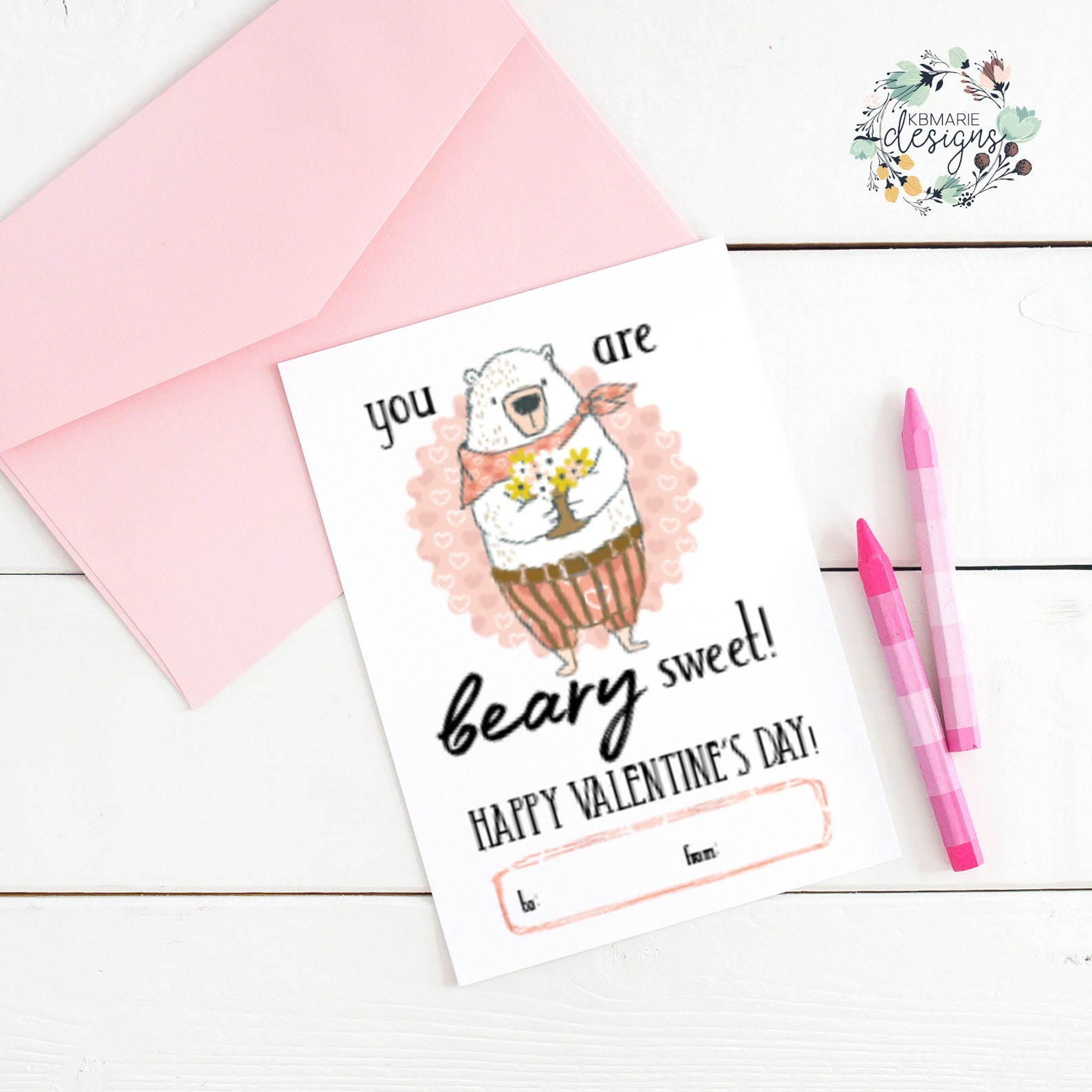 4 Kid's Valentine's Day Cards - PRINTABLE - Beary Sweet - Sweetheart ...