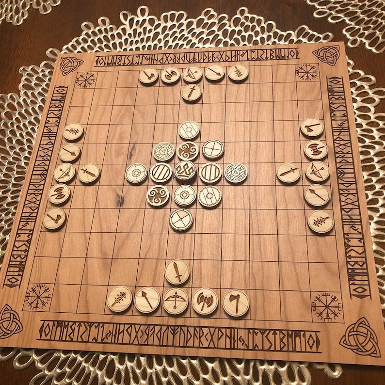 Laser Engraved Wooden Norwegian Hnefatafl, Welsh Tawlbwrdd & Modern ...