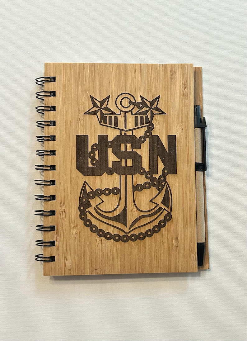 US Navy Chief Bamboo Notebook With Pen: CPO Gift - Etsy