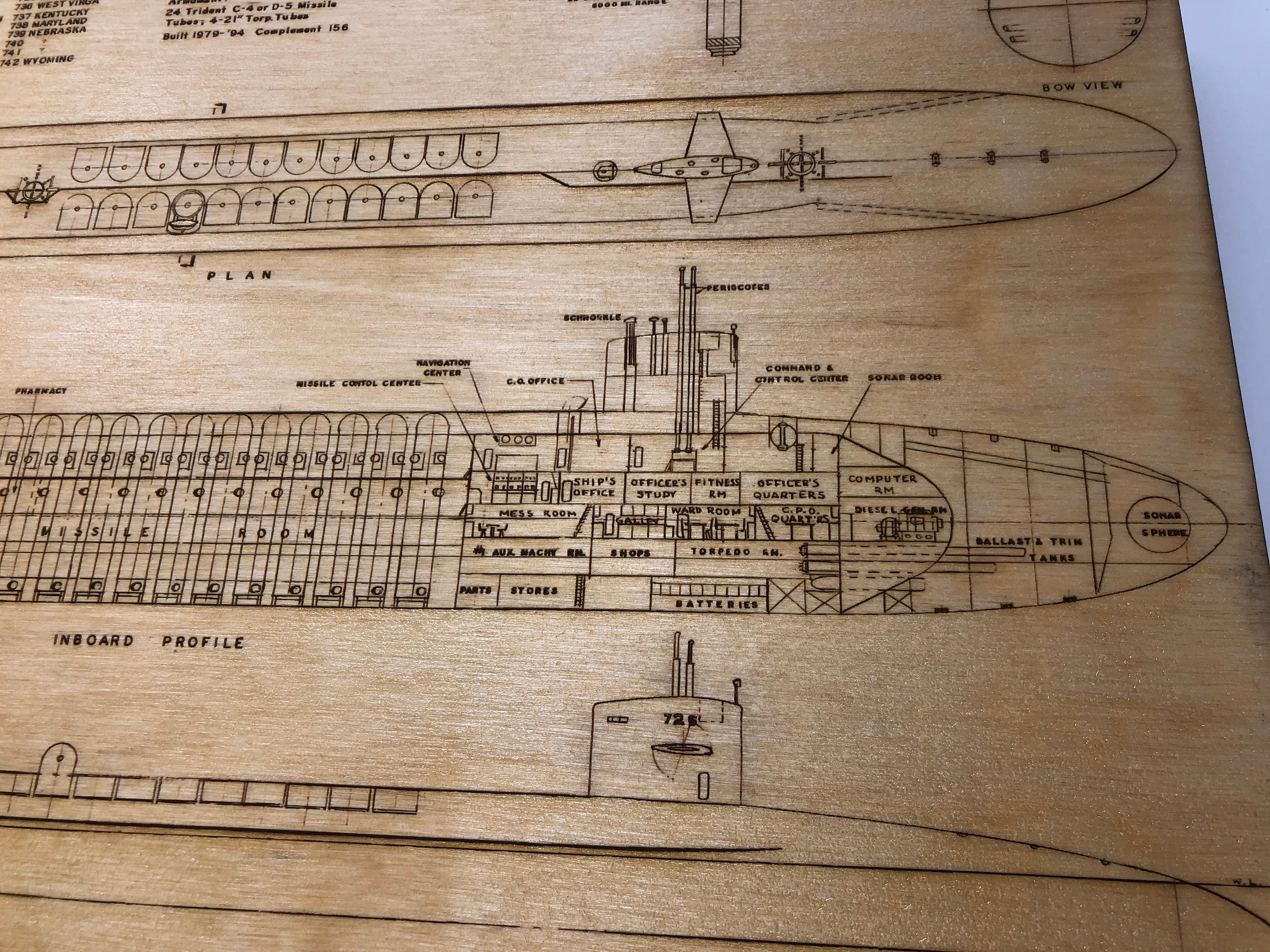 Laser Engraved Ohio Class 726 SSBN Submarine Blueprints - Etsy