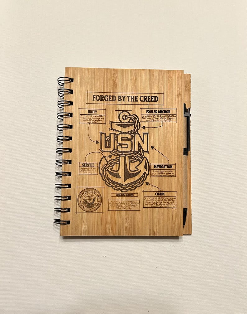 US Navy Chief Bamboo Notebook With Pen: CPO Gift - Etsy