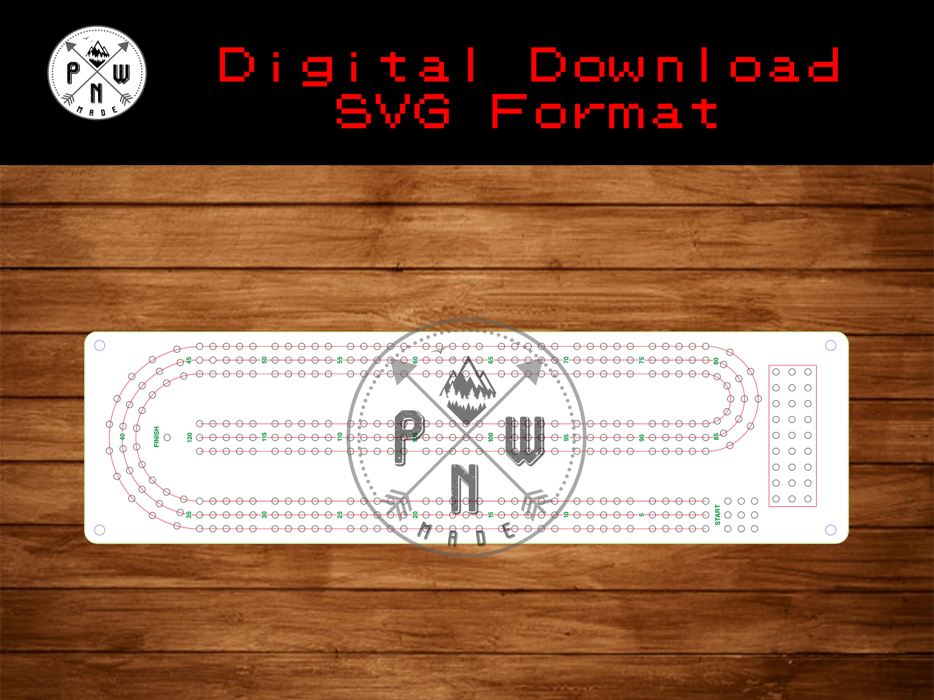 Digital Design SVG Laser File Laser Pattern Cribbage Board | Etsy Canada