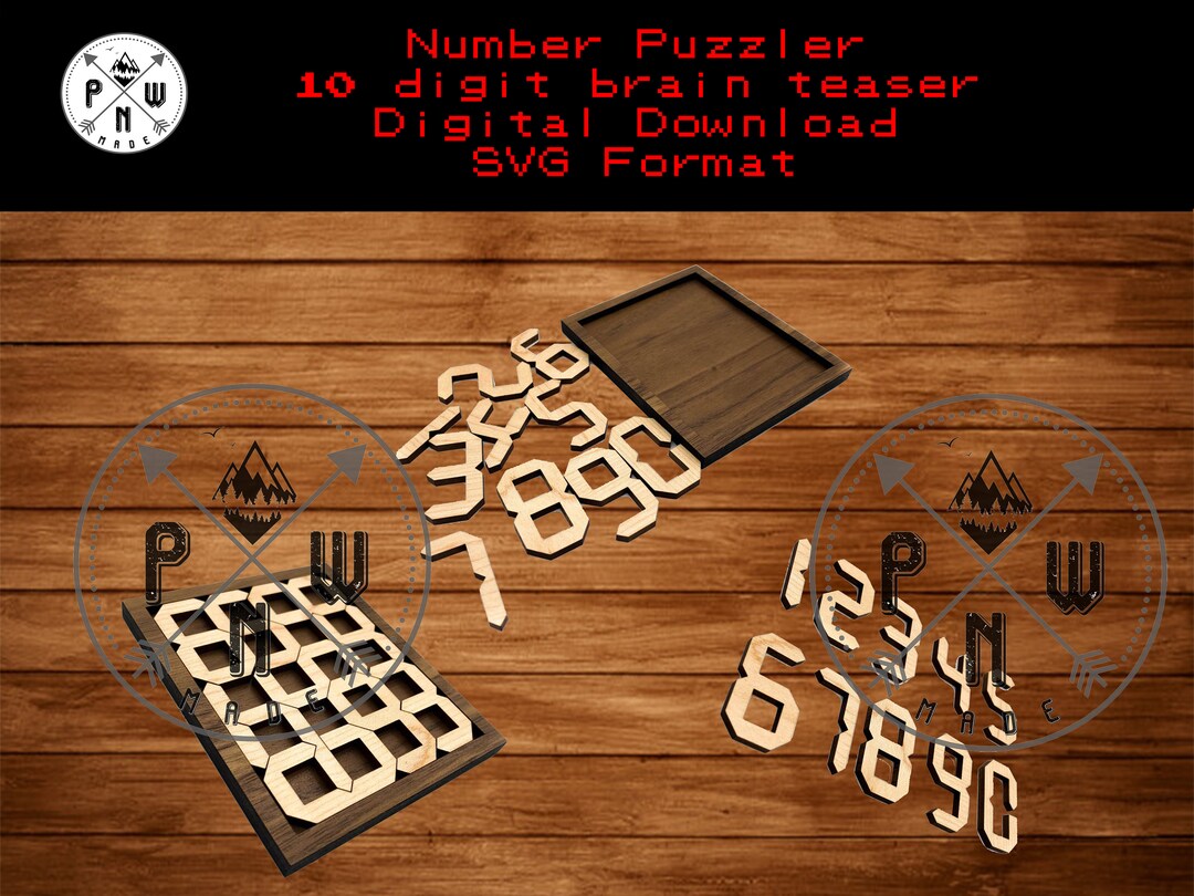 Digital Design SVG Laser File Laser Pattern - Wooden 10 Digit Puzzle ...