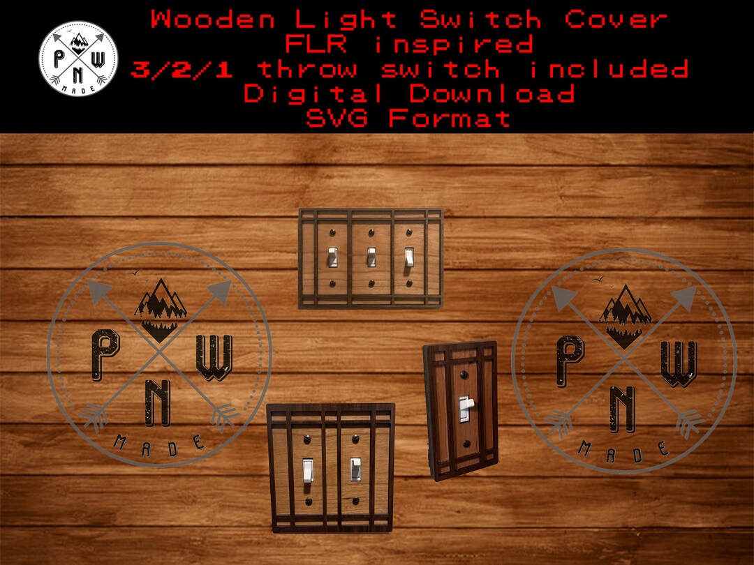 Digital Design SVG Laser File Laser Pattern - Wooden Light Switch Cover ...