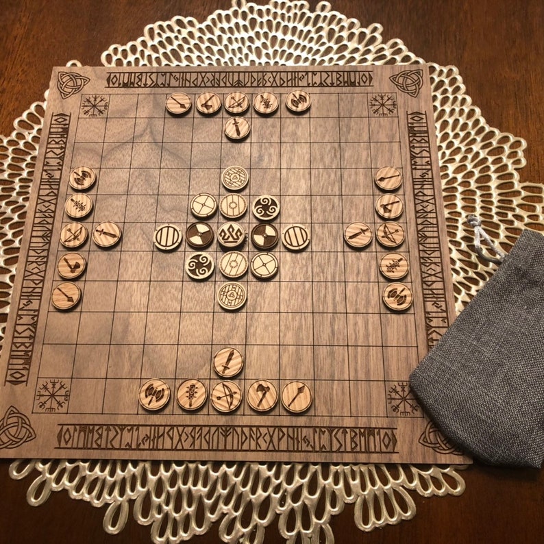 Laser Engraved Wooden Norwegian Hnefatafl, Welsh Tawlbwrdd & Modern ...