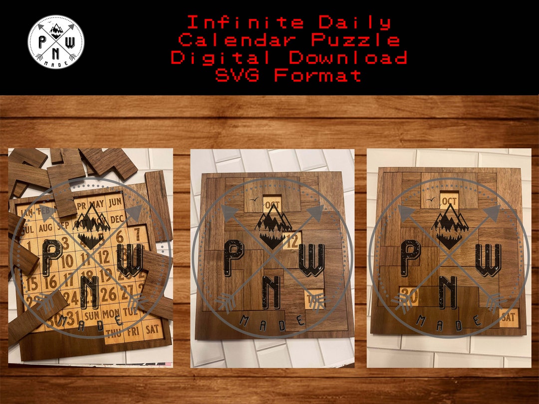 Wooden Infinite Calendar Puzzle Laser Cut File SVG (digital Design) - Etsy