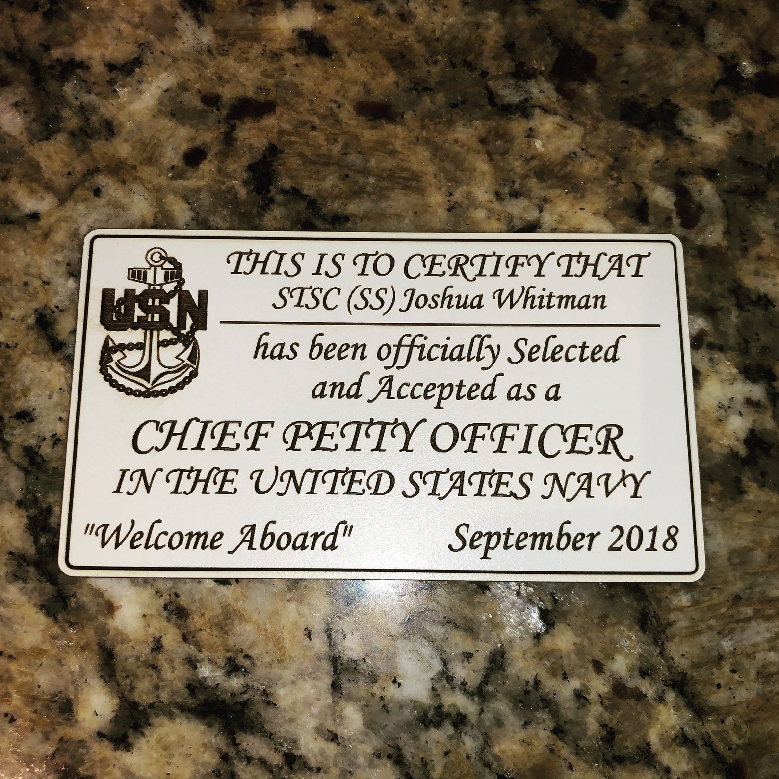 Personalized US Navy Chief Petty Officer/cpo Initiation Accepted ...