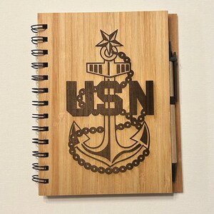 US Navy Chief Bamboo Notebook With Pen: CPO Gift - Etsy
