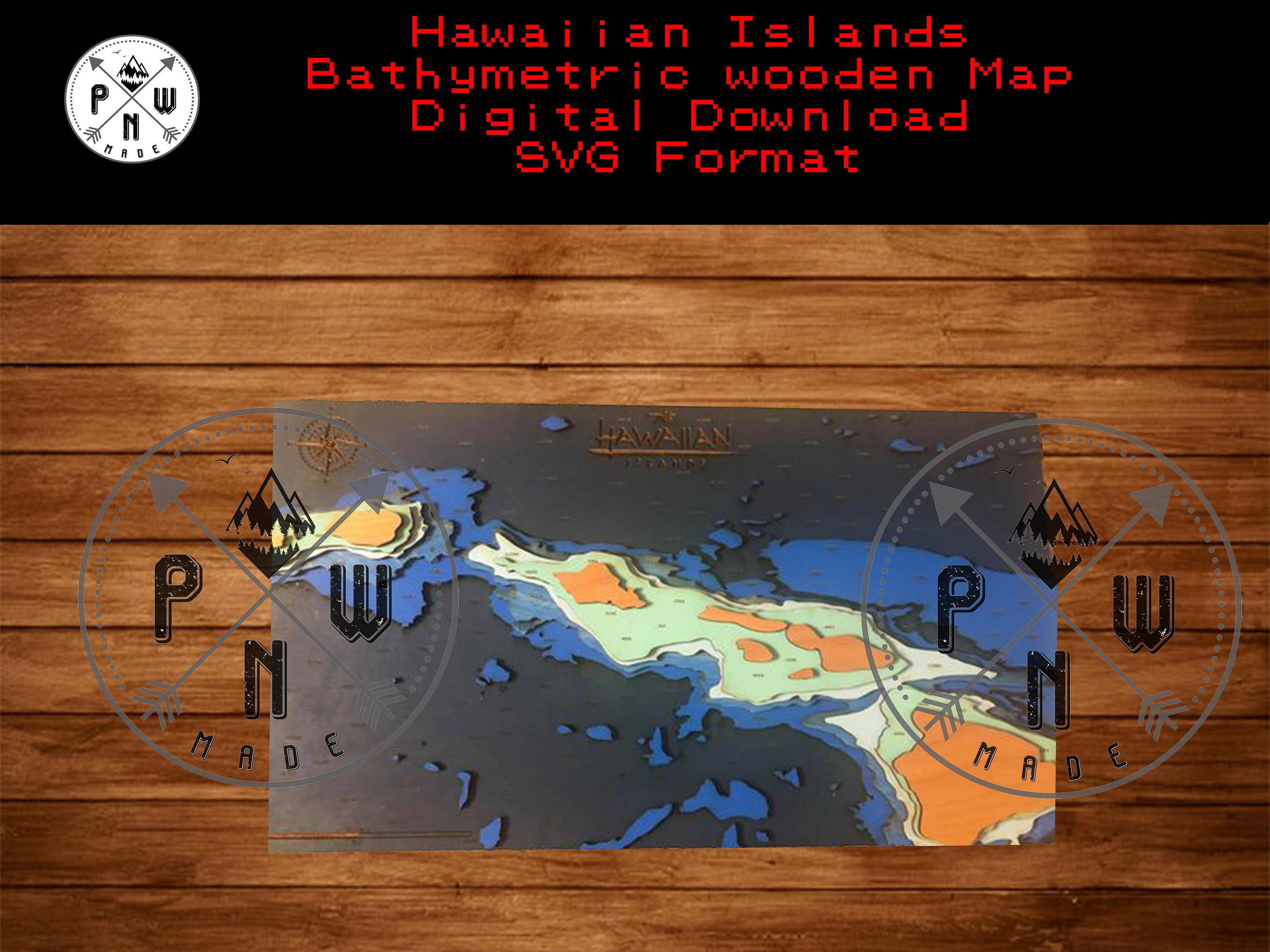 Digital Design SVG Laser File Laser Pattern - Wooden Hawaiian Islands ...