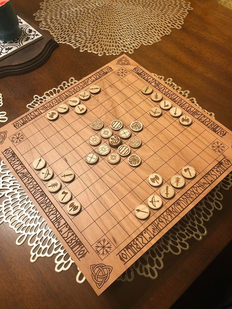 Laser Engraved Wooden Norwegian Hnefatafl, Welsh Tawlbwrdd & Modern ...