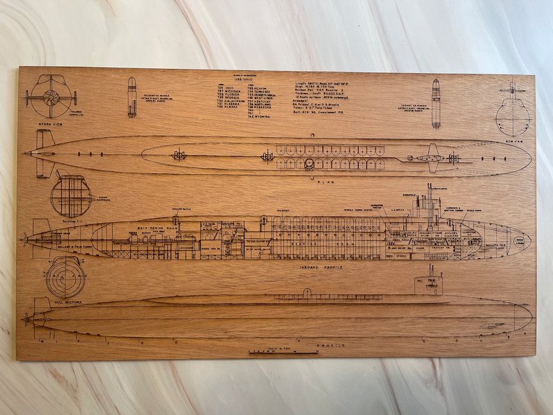 Laser Engraved Ohio Class 726 SSBN Submarine Blueprints - Etsy