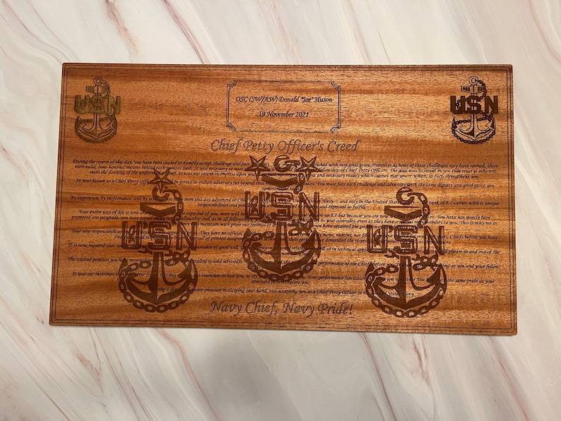 US Navy Chief Petty Officers Creed Plaque CPO Initiation Season ...