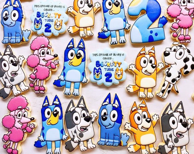 Bluey Sugar Cookies, Birthday Cookies, Royal Icing Cookeis - Etsy