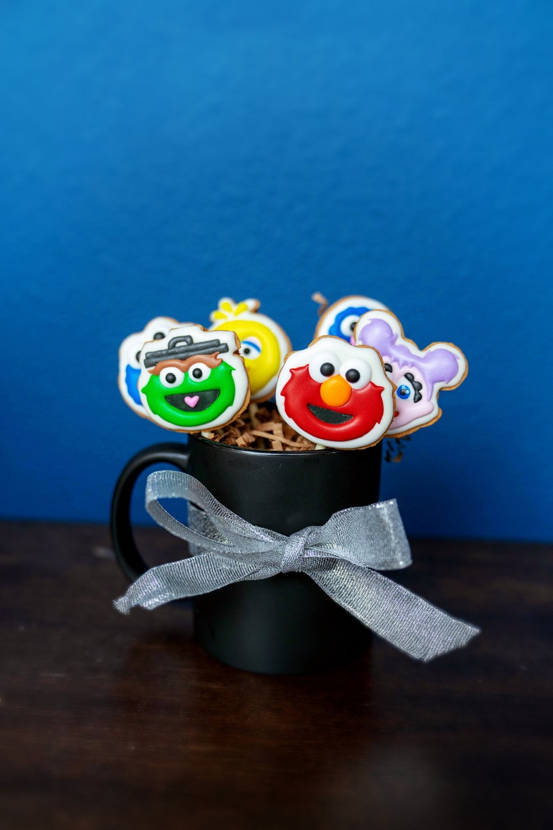 Sesame Street Inspired Cookie Pops Sesame Street Birthday - Etsy