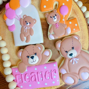 Customizable Teddy Bear Sugar Cookies- We Can Bearly Wait Baby Shower ...