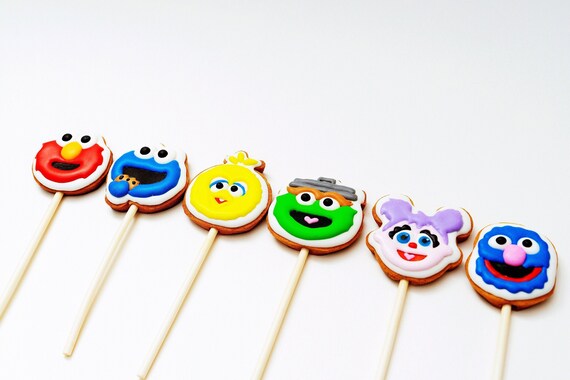 Sesame Street Inspired Cookie Pops Sesame Street Birthday - Etsy