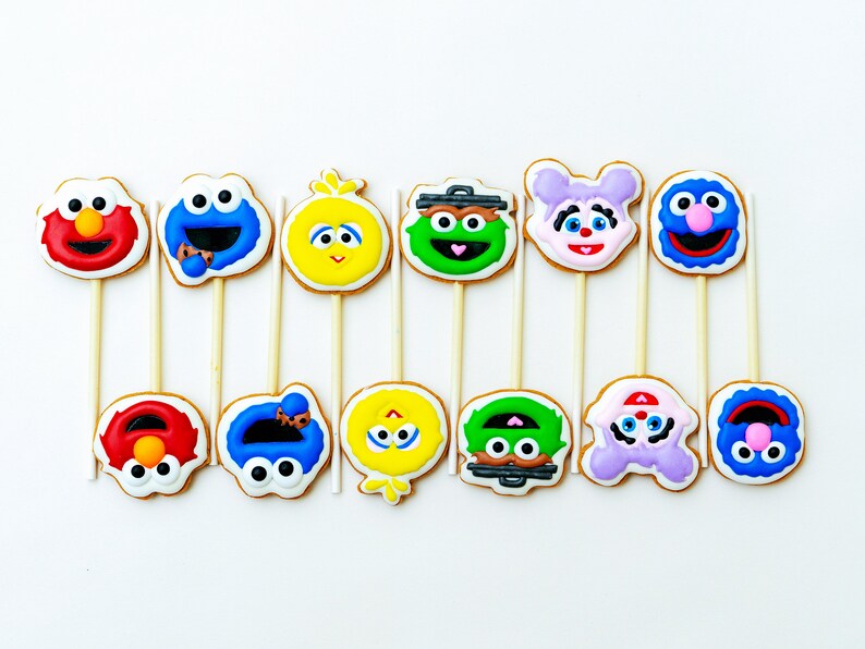 Sesame Street Inspired Cookie Pops Sesame Street Birthday - Etsy