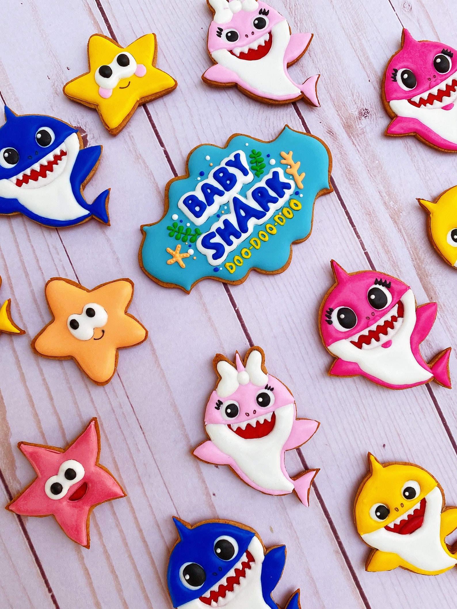 Baby Shark Inspired Sugar Cookies-baby Shark Party Favors - Etsy