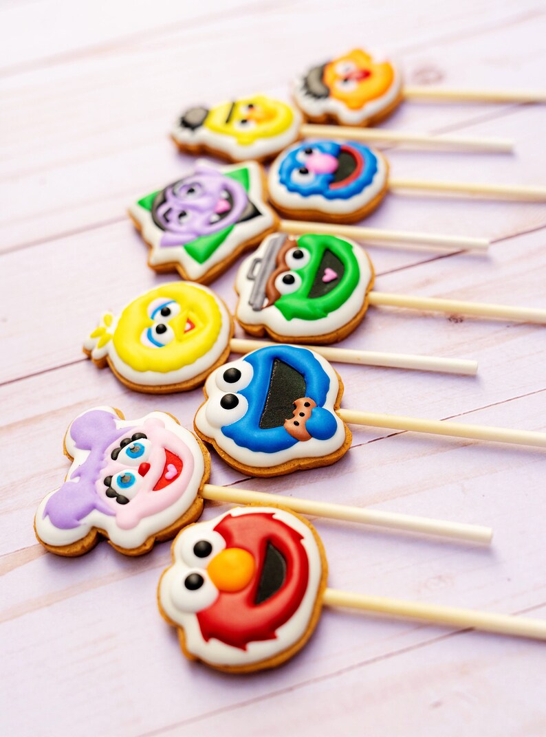 Sesame Street Inspired Cookie Pops Sesame Street Birthday - Etsy
