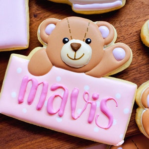 Customizable Teddy Bear Sugar Cookies- We Can Bearly Wait Baby Shower ...