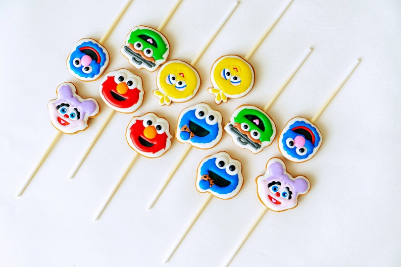 Sesame Street Inspired Cookie Pops Sesame Street Birthday - Etsy