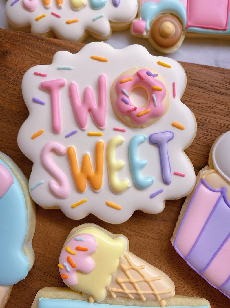 Two Sweet Birthday Sugar Cookies, Sweet Treats Sugar Cookies - Etsy
