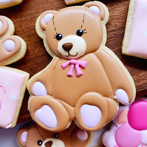 Customizable Teddy Bear Sugar Cookies- We Can Bearly Wait Baby Shower ...
