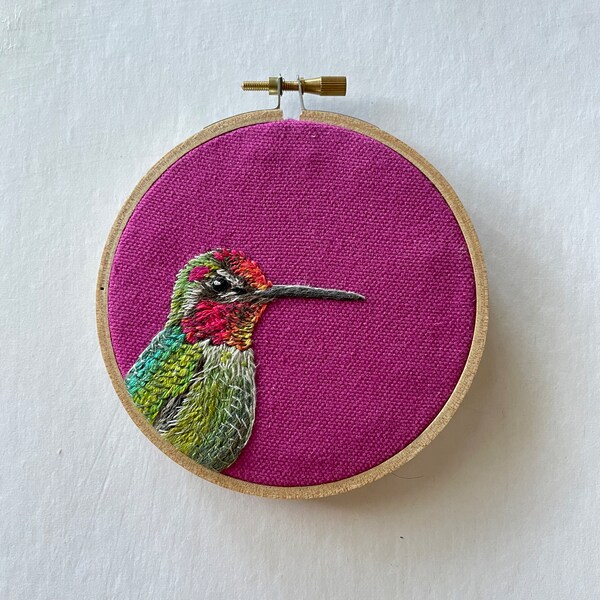 Embroidered Hummingbird Hoop - Etsy