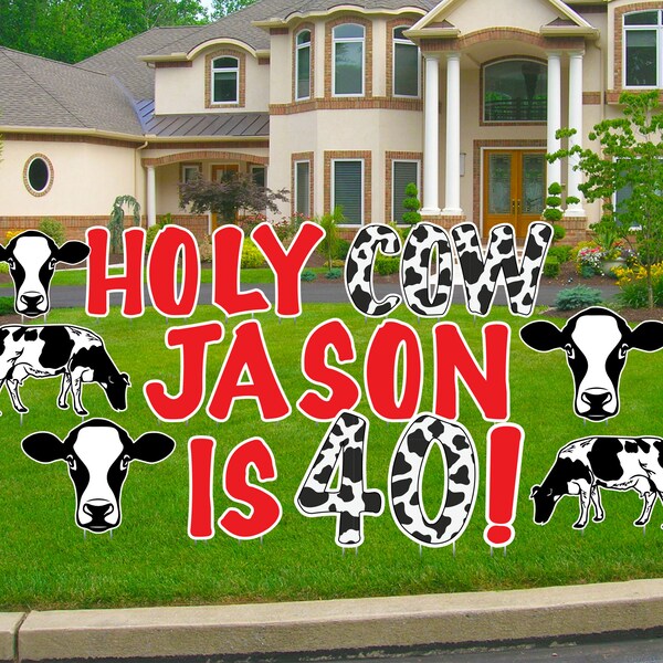 Holy Cow Look Whos 40 Yard Signs - Etsy