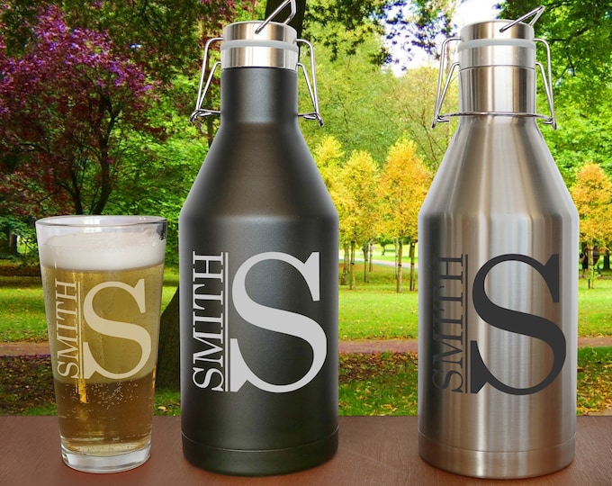 Custom Engraved Beer Growler With Ceramic Flip Top Real German Growler ...