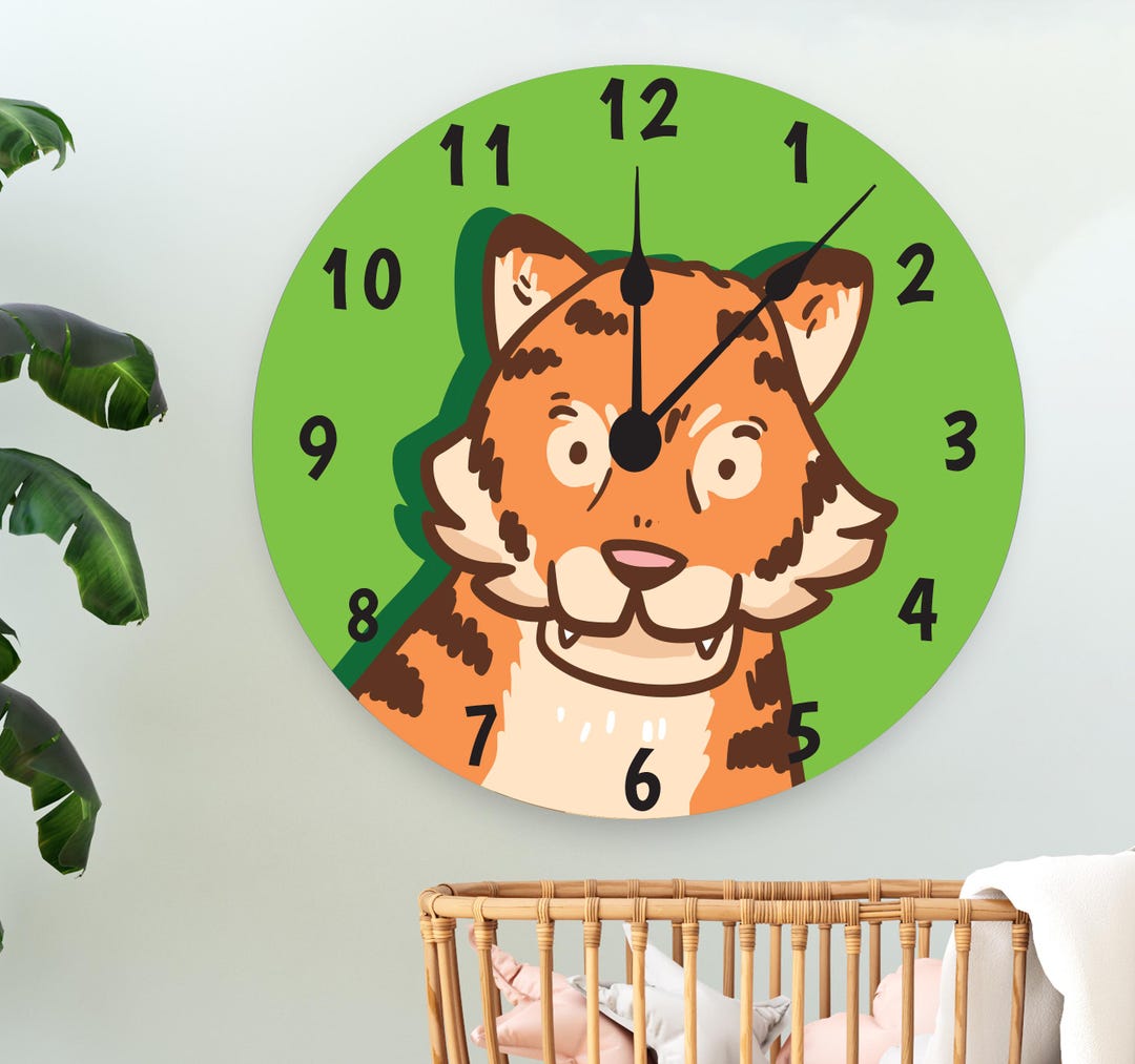 Safari Animal Wall Clock, Baby Shower Gift, Wood Animal Clock, New Mom ...