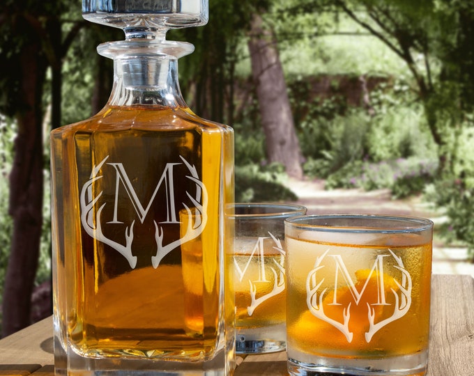 Fully Custom Decanter Set / Personalized Monogram Whiskey Decanter Set ...