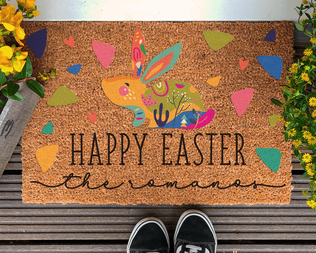 Easter Door Mat, Easter Decor, Easter Decoration, Easter Welcome Mat ...