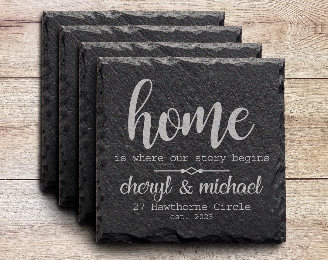 Housewarming Gift, New Home Gift, Wedding Gift, Slate Coasters, Our ...