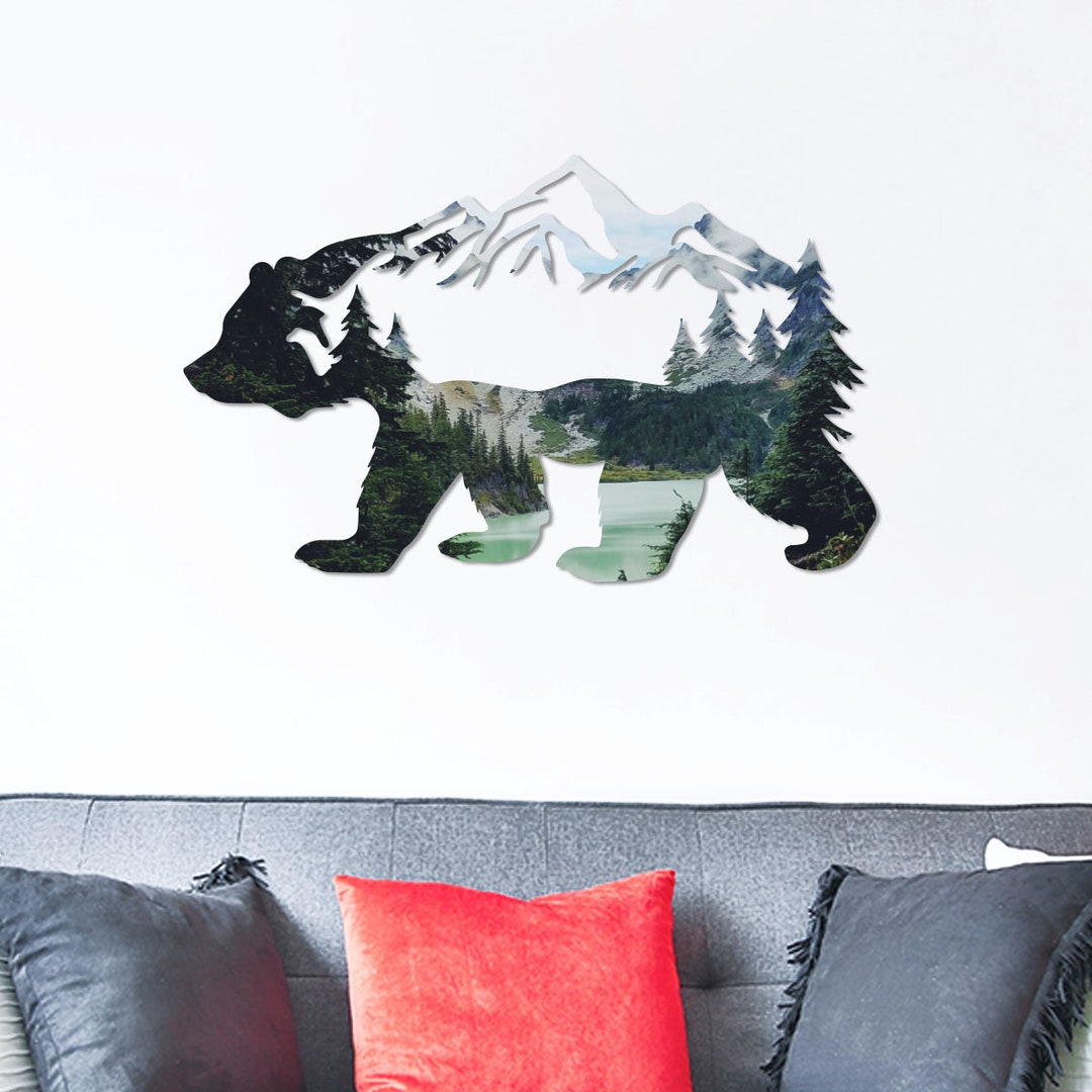 Metal Bear Wall Art, Bear Wall Decor, Bear Metal Sign, Bear Wall ...