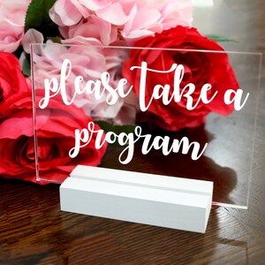 Please Take A Program Sign, Wedding Decor, Wedding Sign, Acrylic ...
