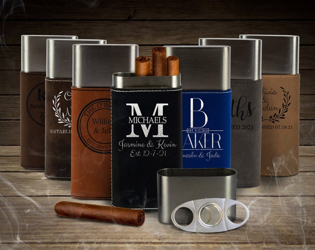 Cigar Case With Cutter, Personalized Cigar Gifts, Custom Cigar Case ...