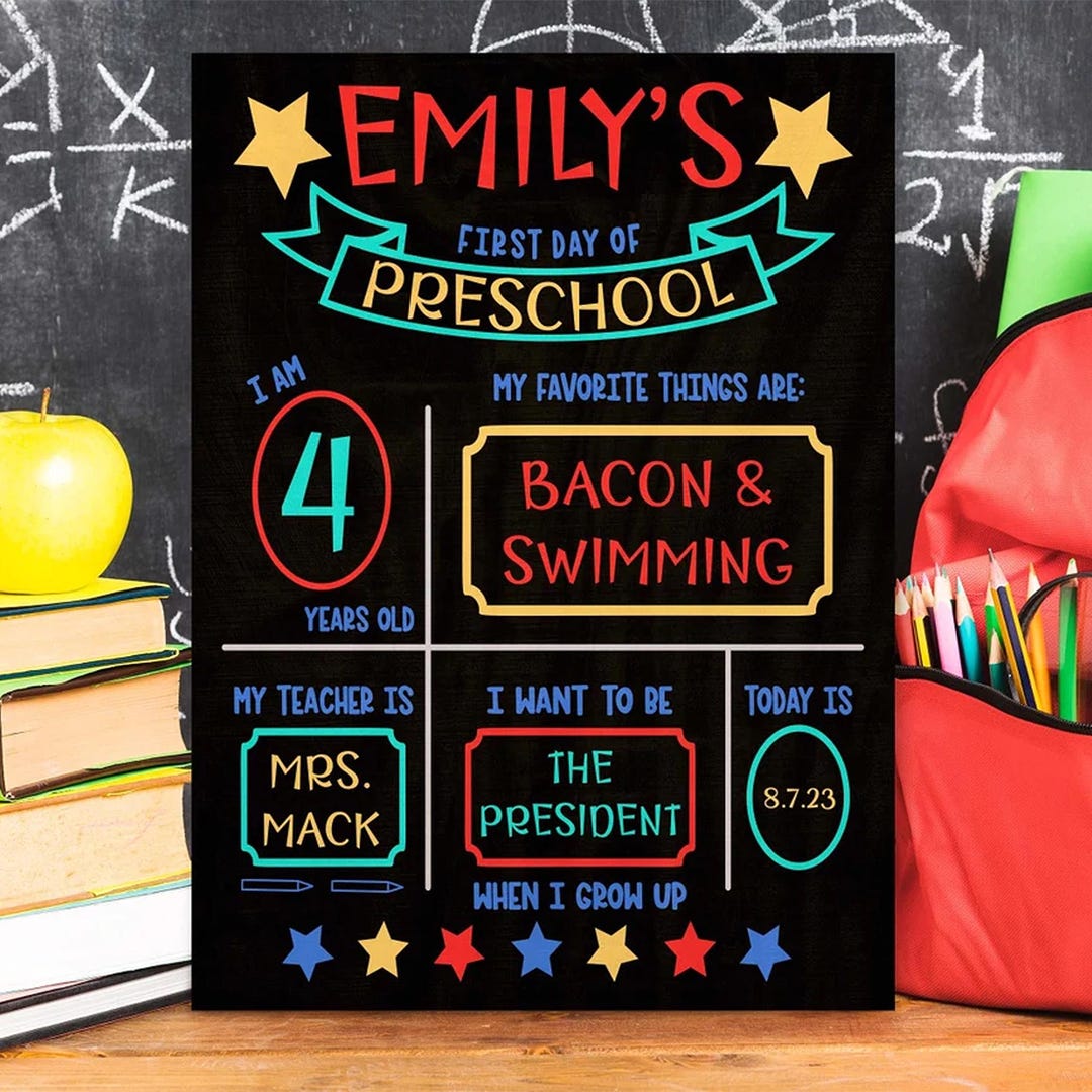 Back to School Sign, First Day of School Sign, Kindergarten, First Day ...