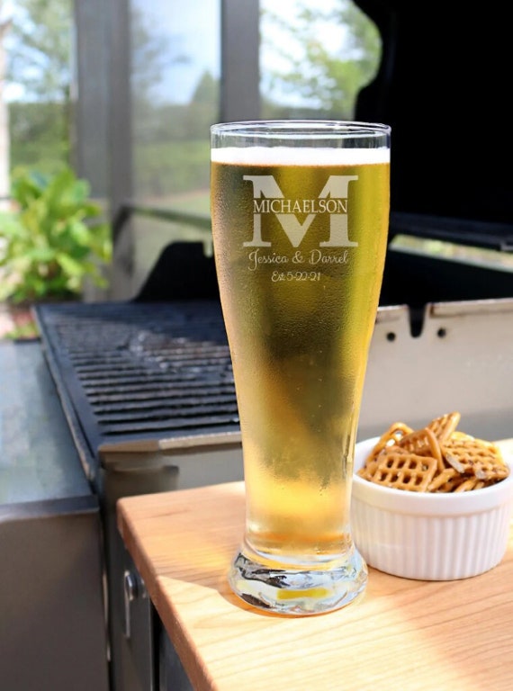 Personalized Monogram Beer Glass Custom Beer Glass Wedding - Etsy