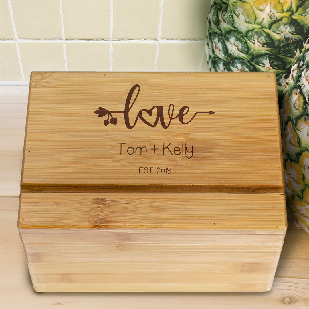 Personalized Recipe Box, Family Wood Recipe Box, Valentines Gift, Gift ...