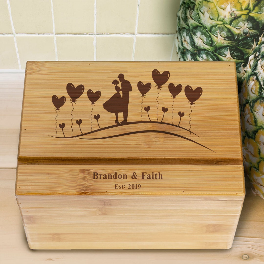 Personalized Recipe Box, Family Wood Recipe Box, Valentines Gift, Gift ...